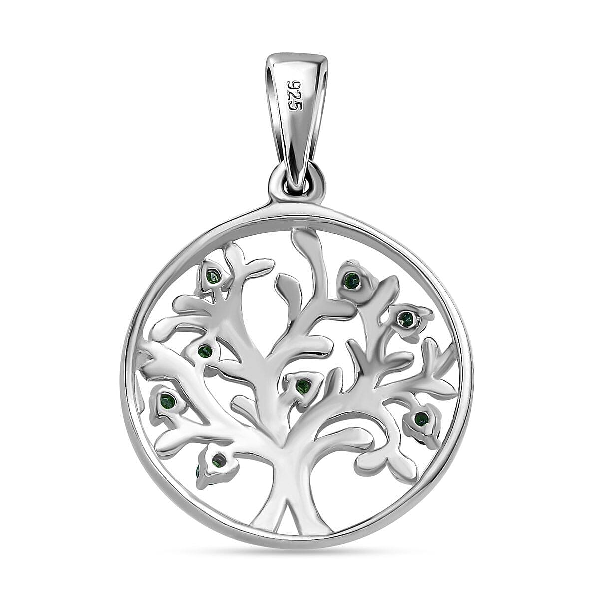 Blue Diamond Tree of Life Pendant in Platinum Overlay Sterling Silver ...