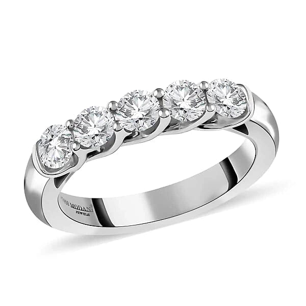 MODANI 950 Platinum White Diamond (VVS/G) 5 Stone Ring 1.00 ct ...