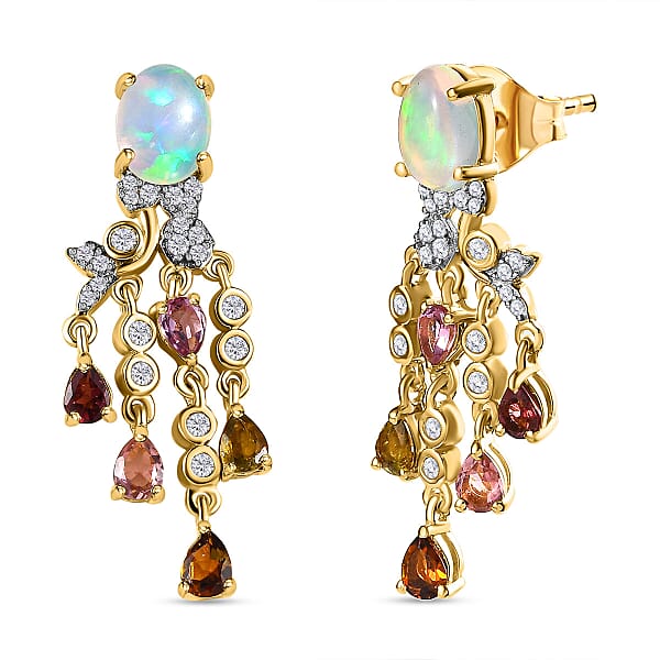 Ethiopian Welo Opal, Multi-Tourmaline and Natural Zircon Dangle ...