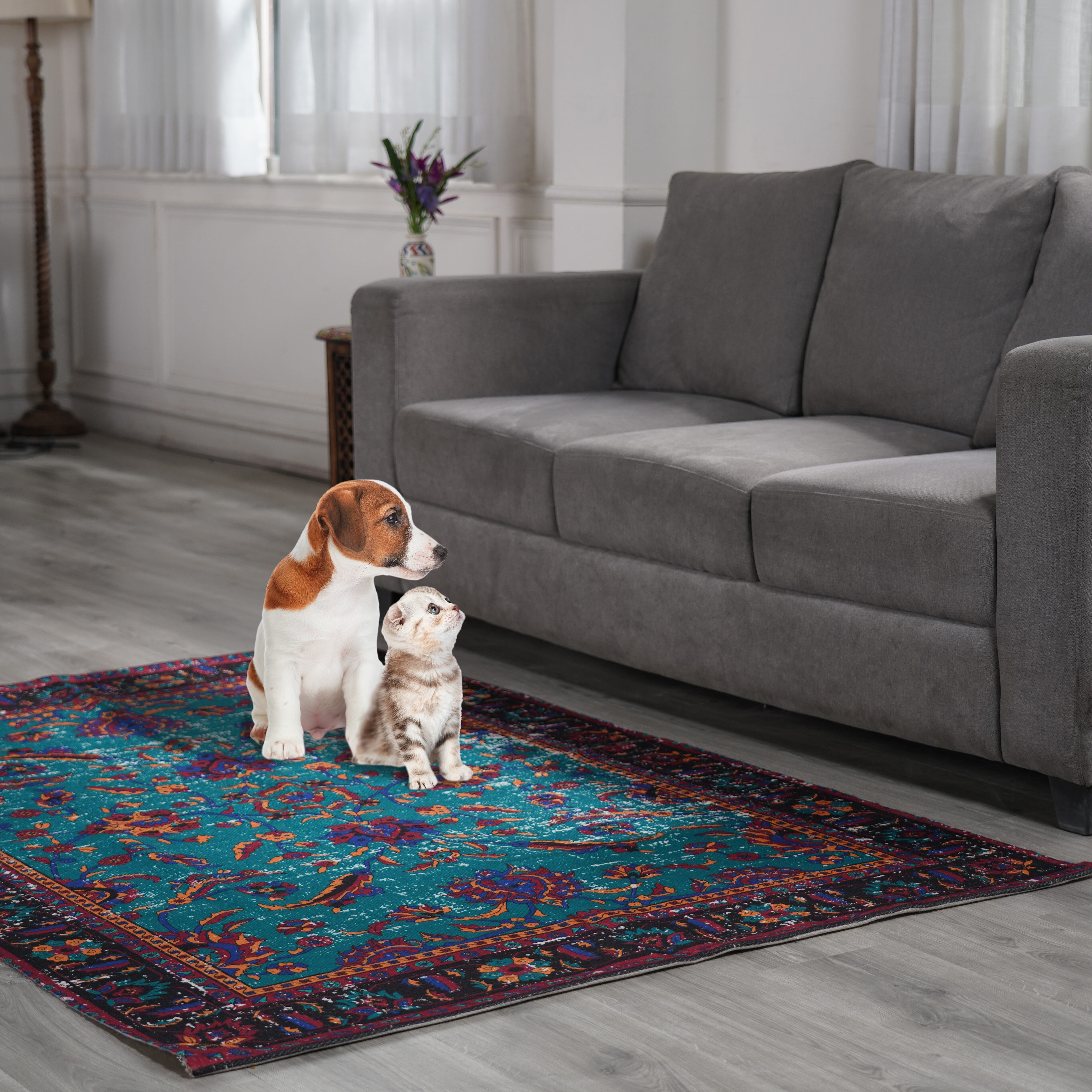 Traditional Digital Printed Rug - Green - 7381250 - TJC