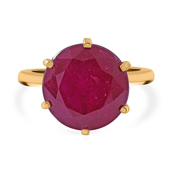 9K Yellow Gold African Ruby Solitaire Ring 10.00 Ct. - 7383205 - TJC