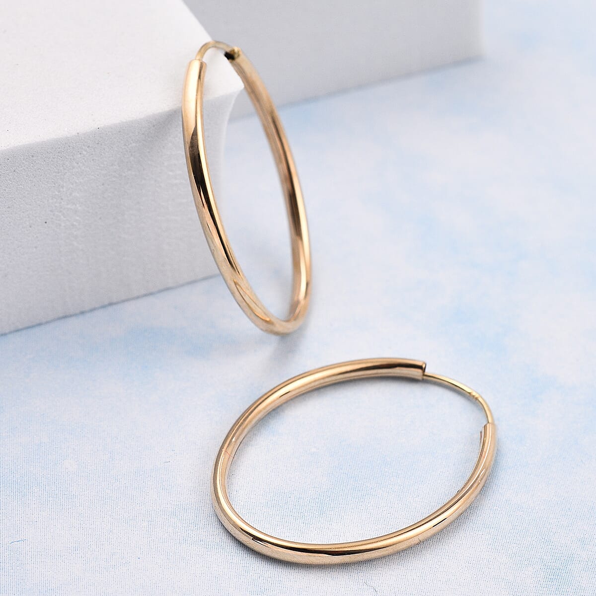 9K Yellow Gold Hoop Earrings - 7383658 - TJC