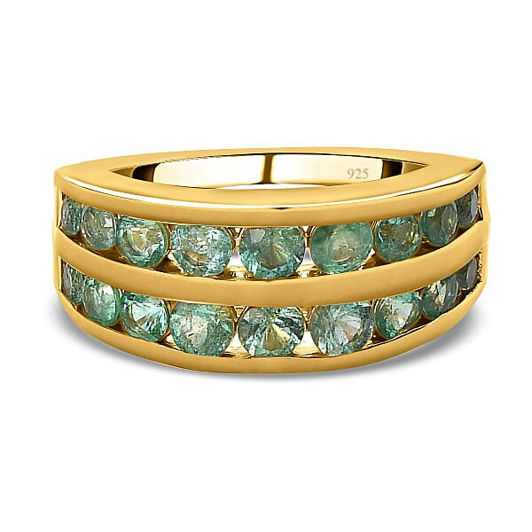 AAA Gemfields Emerald Ring in 18K Vermeil Yellow Gold Plated Sterling ...