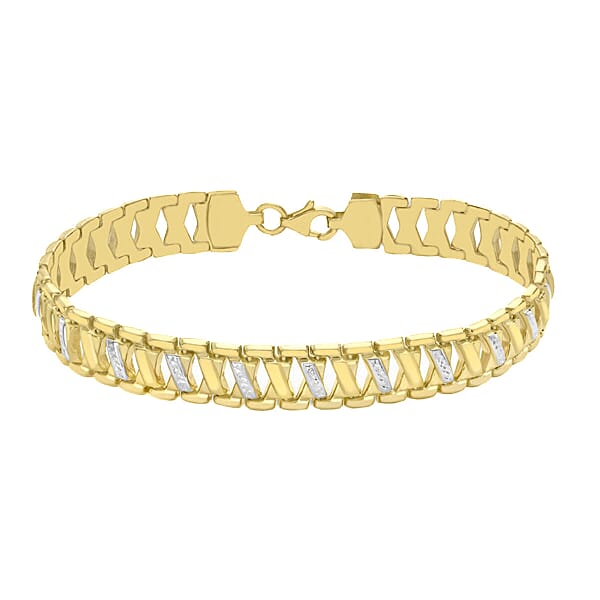 Vicenza Closeout Deal - 9K White and Yellow Gold Ladder Bracelet (Size ...