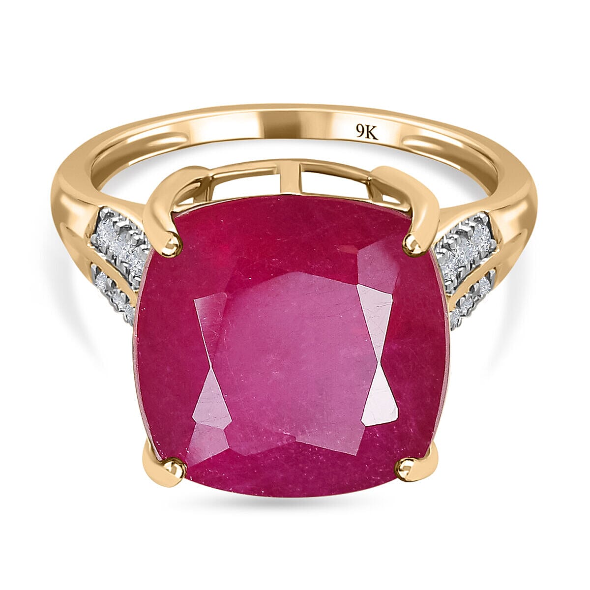 9K Yellow Gold African Ruby and Moissanite Ring 11.89 Ct - 7385260 - TJC
