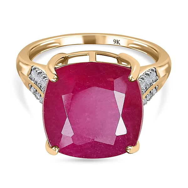 9K Yellow Gold African Ruby and Moissanite Ring 11.89 Ct - 7385261 - TJC