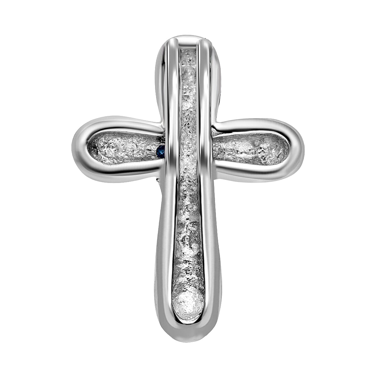 Blue Diamond Cross Pendant in Platinum Overlay Sterling Silver ...