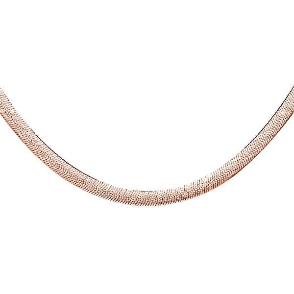 Rose Gold Overlay Sterling Silver Herringbone Chain (Size - 18), Silver ...