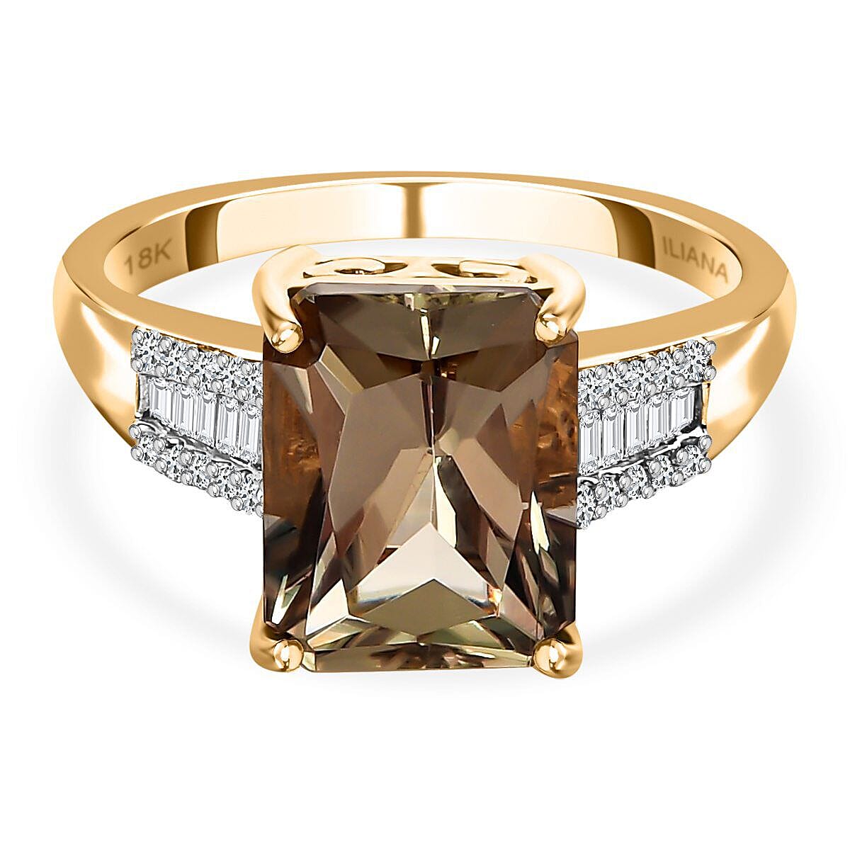 18K Yellow Gold AAA Turkizite and Diamond (SI-GH) Ring 4.10 Ct ...
