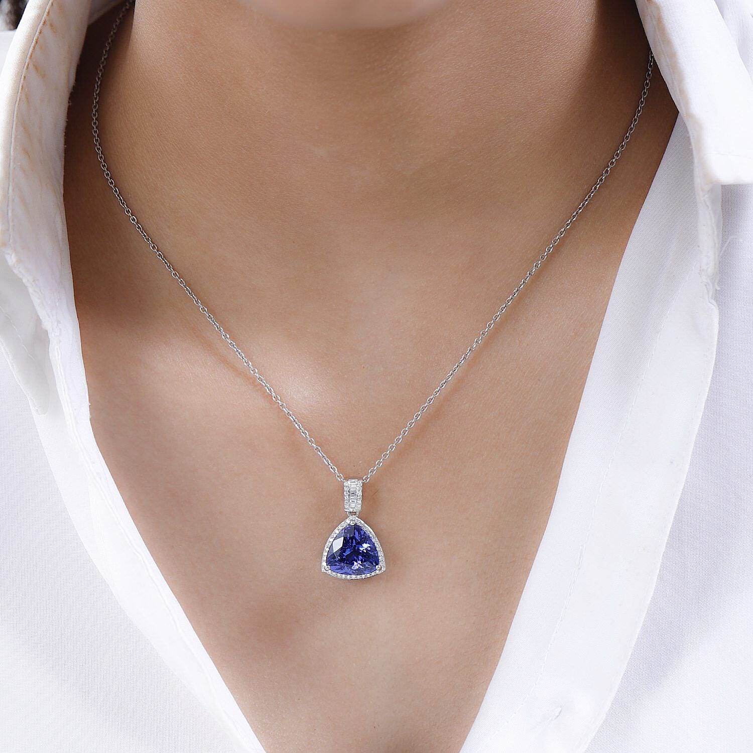 RHAPSODY 950 Platinum AAAA Tanzanite Diamond (VS - E-F) Pendant 6.57 Ct ...