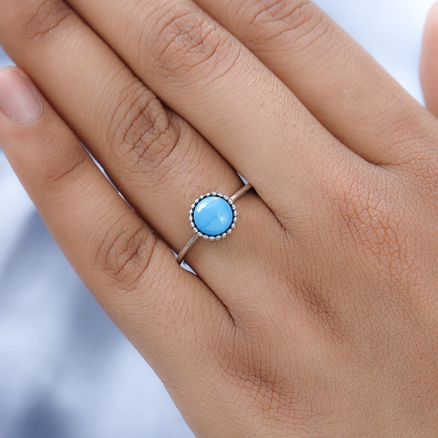 Arizona Sleeping Beauty Turquoise Ring in Platinum Overlay Sterling ...