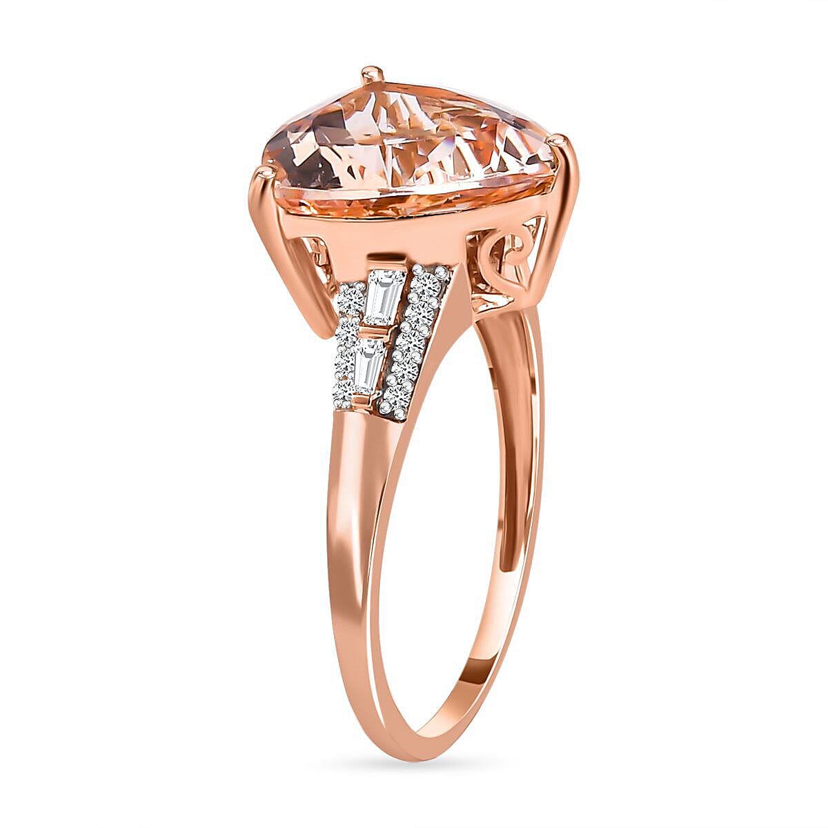 Exclusive Edition- 14K Rose Gold AAA Morganite (TL12mm) and Diamond (G ...