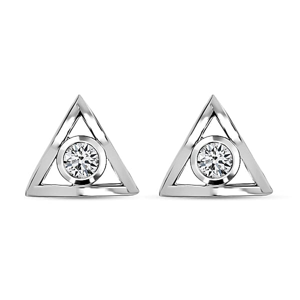 Diamond Stud Earrings (With Push Post) in Platinum Overlay Sterling ...