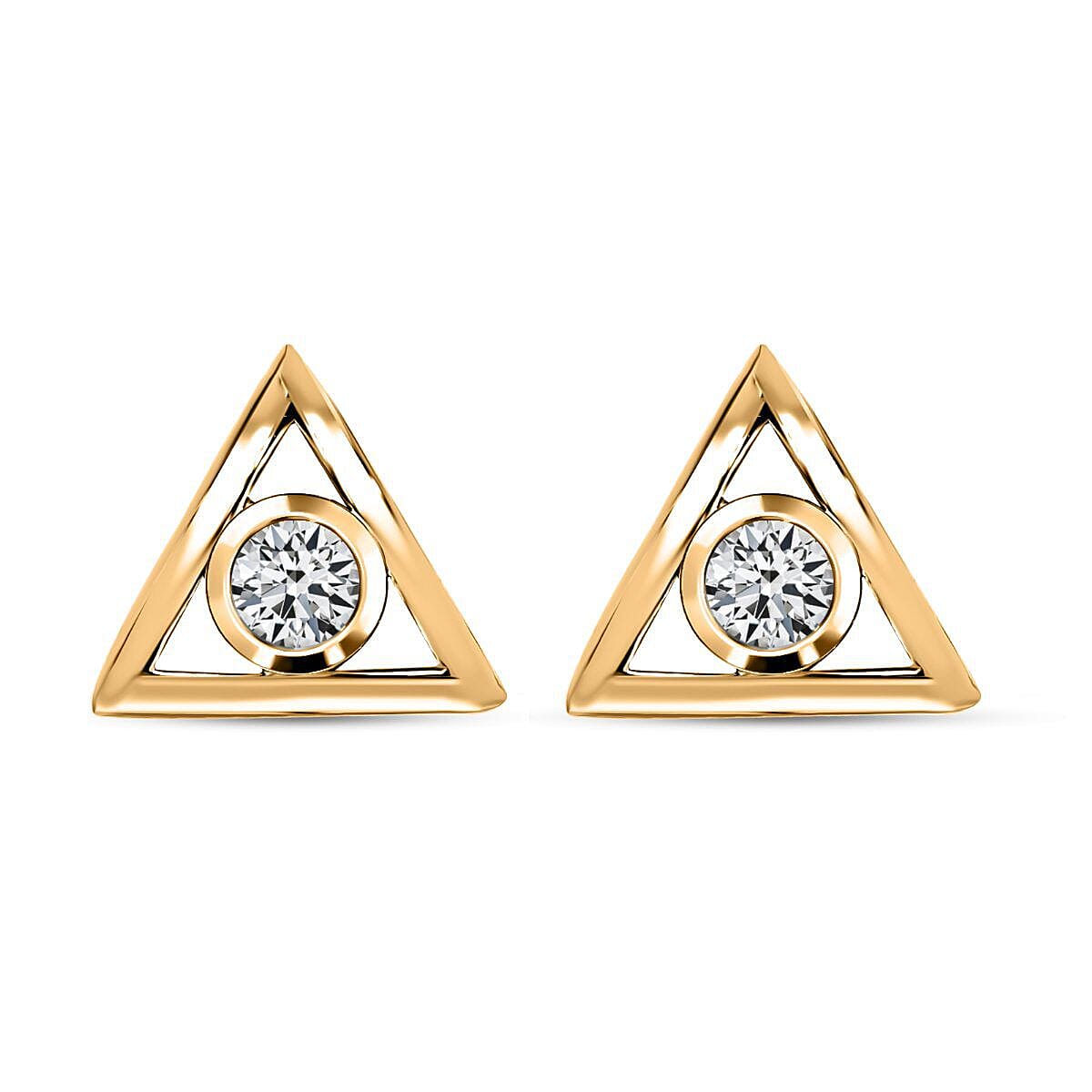 Diamond Stud Earrings (with Push Post) in 18K Yellow Gold Vermeil ...