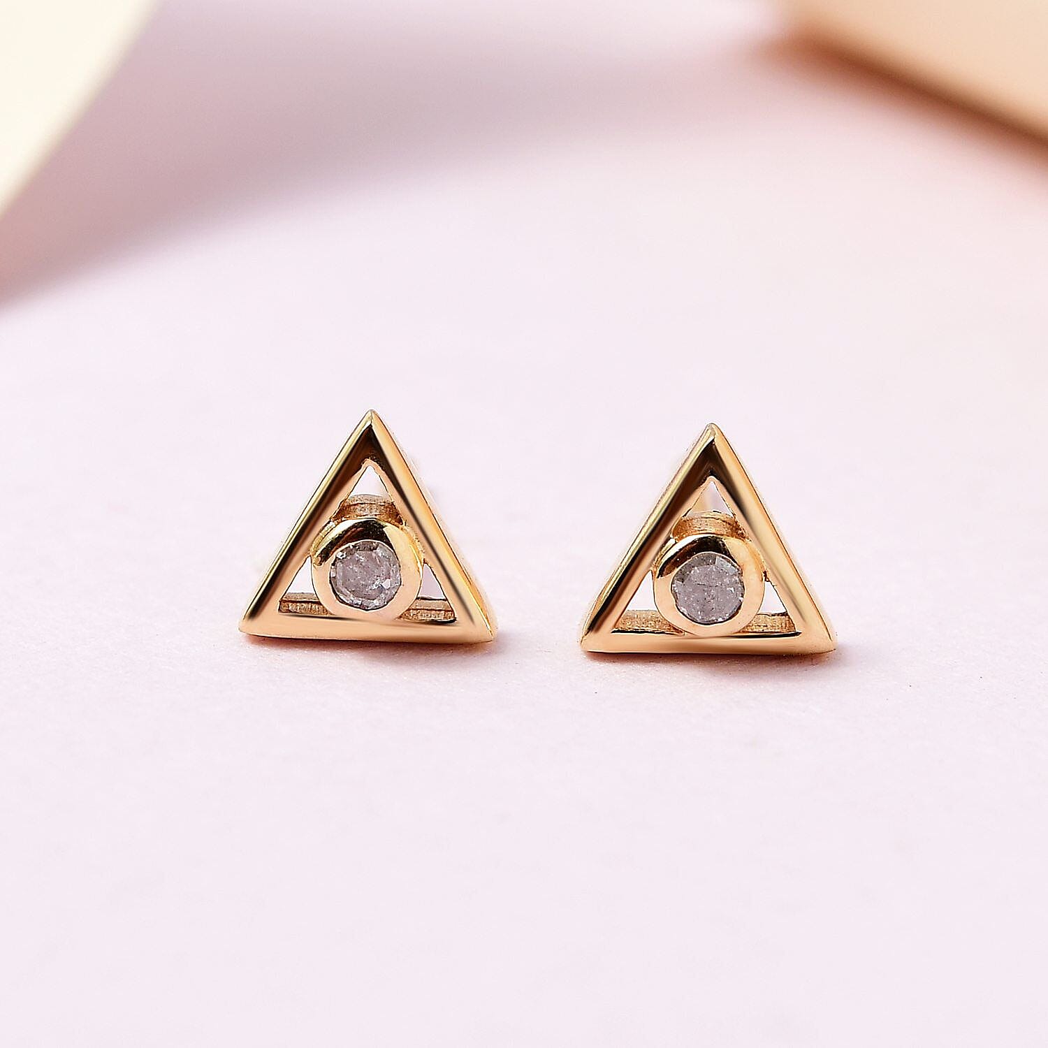 Diamond Stud Earrings (with Push Post) in 18K Yellow Gold Vermeil ...