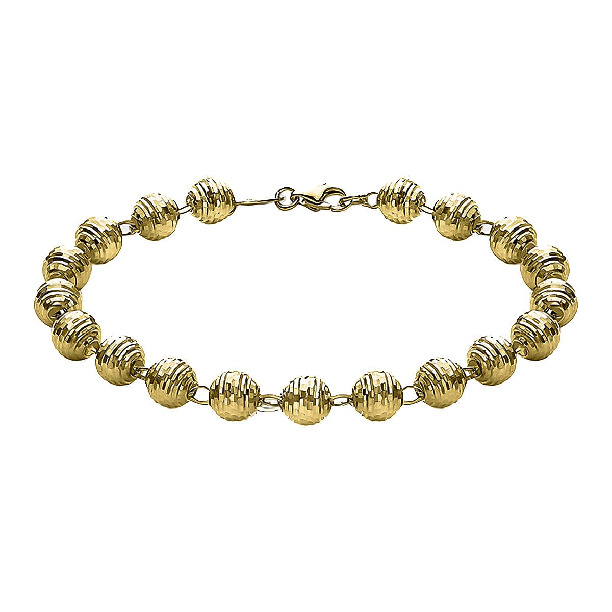 Vicenza Closeout Deal 9K Yellow Gold Diamond Cut Balls Bracelet (Size ...