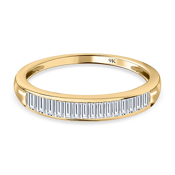 9K Yellow Gold Diamond (G-H) Wedding Band Ring 0.50 Ct, Gold Wt. 1.40 ...