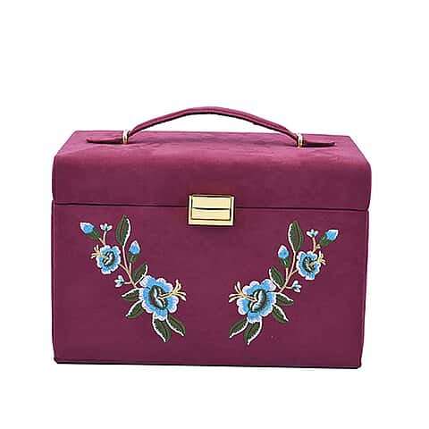 Flower Jewellery Box (Size 26x19x18 ) - Burgundy & Burgundy ...
