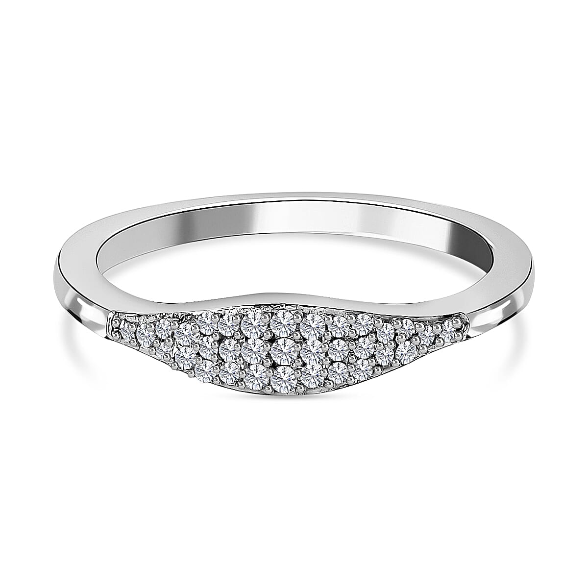 Diamond Ring in Platinum Overlay Sterling Silver 0.16 Ct. - 7425927 - TJC