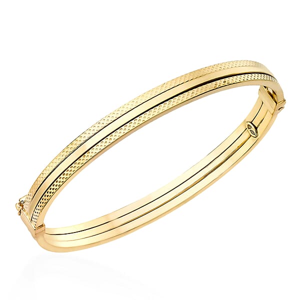 Vicenza Closeout Deal - 9K Yellow Gold Square Tube Bangle (Size - 7.0 ...