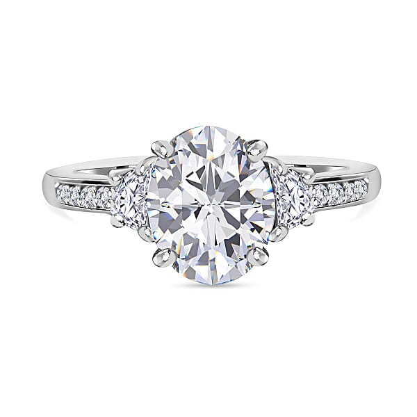 Moissanite Ring in Rhodium Overlay Sterling Silver 2.60 Ct. Metal Wt ...
