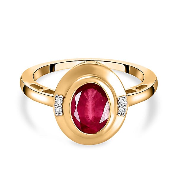 Pink Ruby (FF) Diamond Ring in 14K Gold Overlay Sterling Silver 1.75 Ct ...