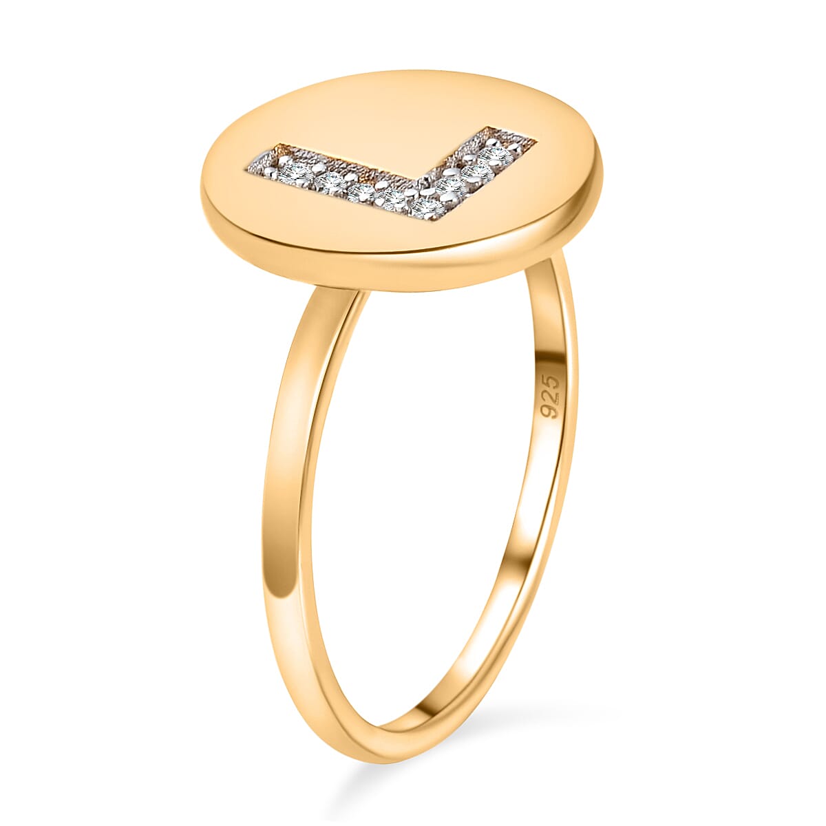 White Diamond Initial-L Ring in Gold Plated Sterling Silver - M7455966 ...