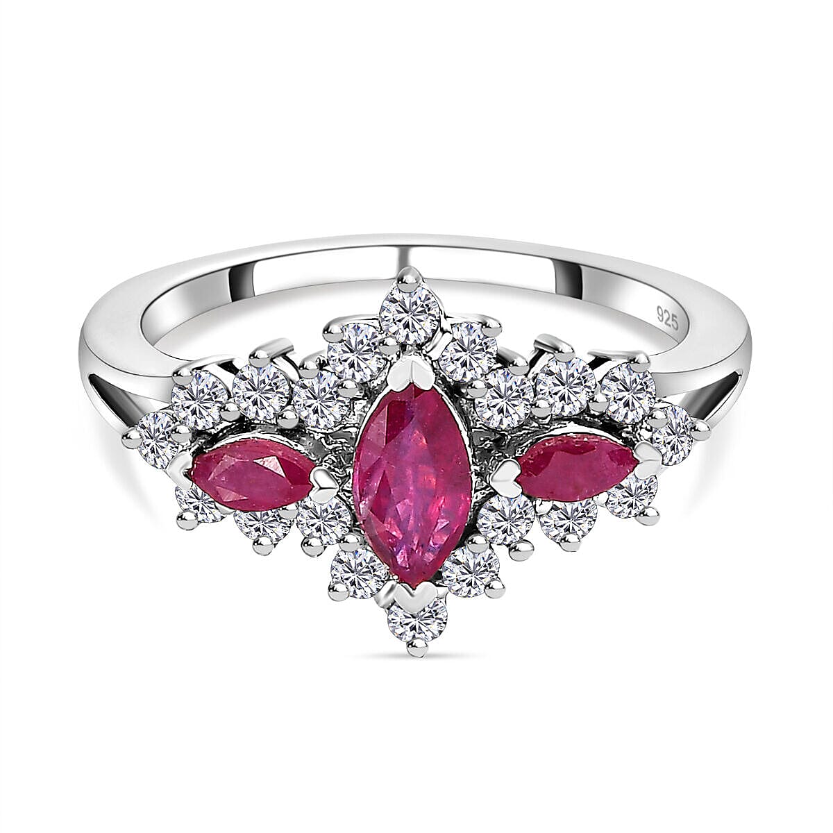African Ruby and Natural Cambodian Zircon Ring in Platinum Overlay ...