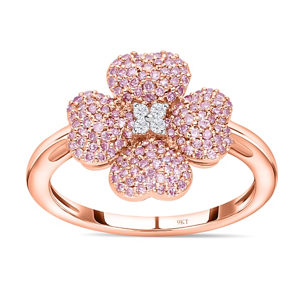 9K Rose Gold SGL Certified Natural Pink Diamond and White Diamond (I1 ...