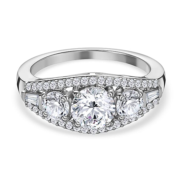 Moissanite Ring in Platinum Overlay Sterling Silver 1.45 Ct. - M7473620 ...