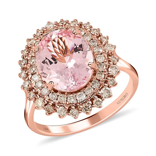 Appraised and Certified 3.25 Ct. AAA Pink Morganite, Diamond Halo Ring ...