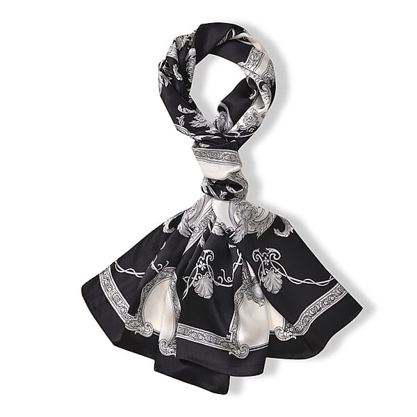 La Marey 100% Mulberry Silk Damask Pattern Scarf (Size 170x53 cm ...