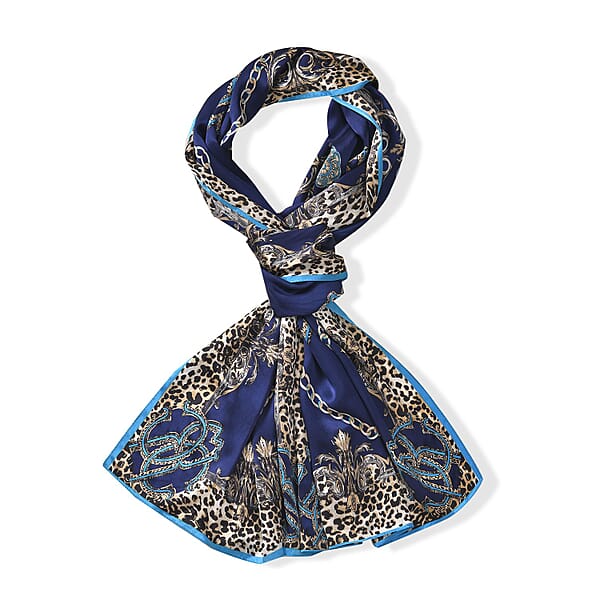 La Marey 100% Mulberry Silk Leopard Pattern Scarf (Size 175x52 cm ...