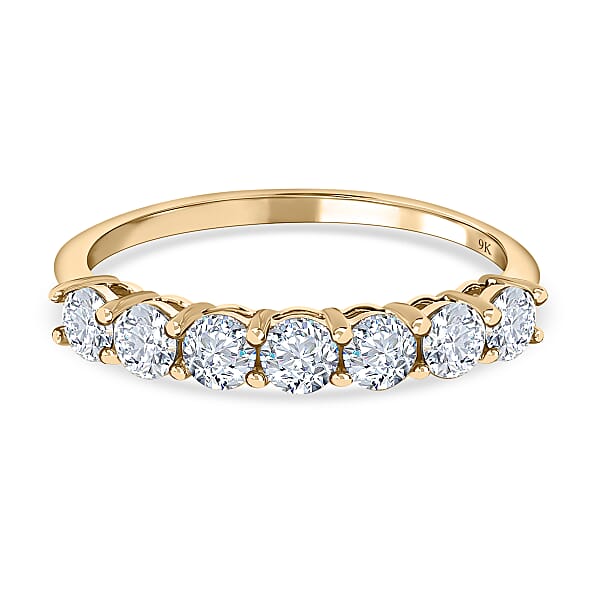 The Definitive 9K Gold Moissanite 7 Stone Band Ring - M7490266 - TJC