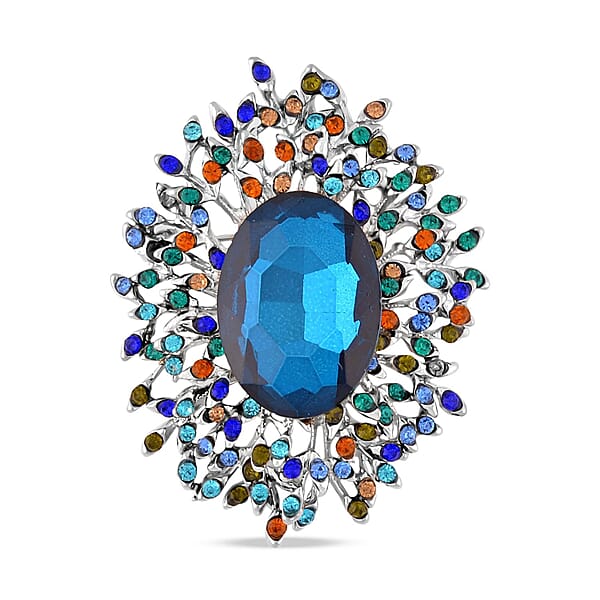 Blue Glass , Multi Color Crystal Brooch 0.02 ct 0.020 Ct. - 7490555 - TJC