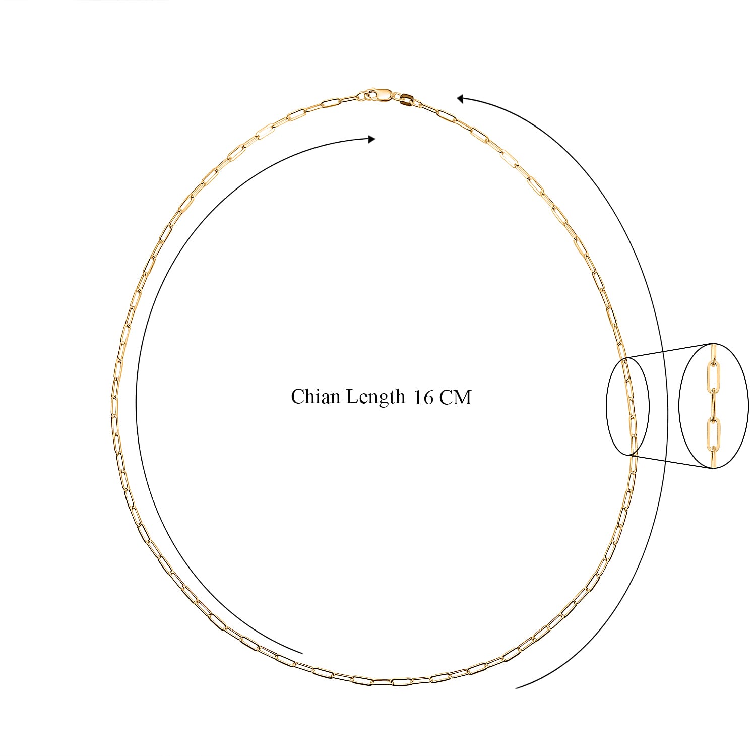 9K Yellow Gold Paperclip Chain (Size - 18) with Lobster Clasp - 7491291 ...