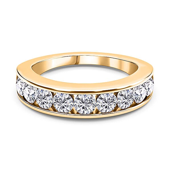 Moissanite Half Eternity Band Ring in 18K Vermeil Yellow Gold Plated ...