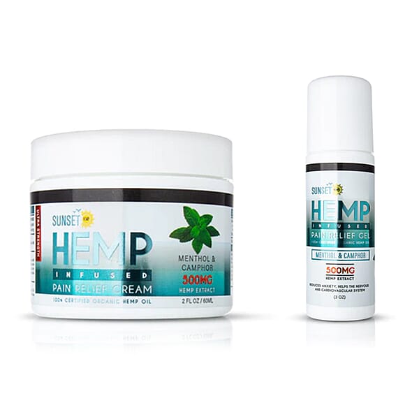 SUNSET HEMP MENTHOL and CAMPHOR PAIN CREAM and ROLL-ON: BUNDLE SET ...