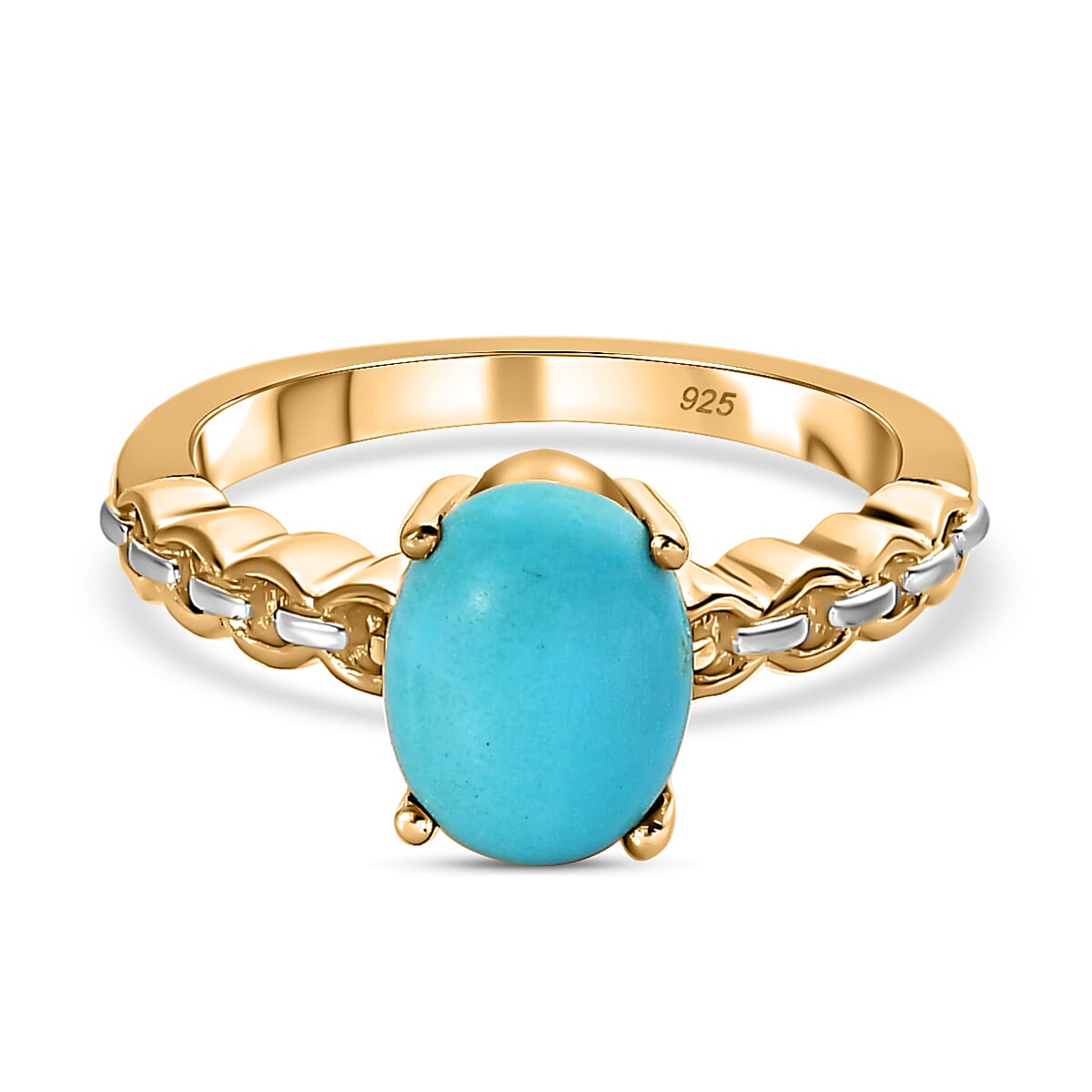 Arizona Sleeping Beauty Turquoise Solitaire Ring in 18K Yellow Gold ...