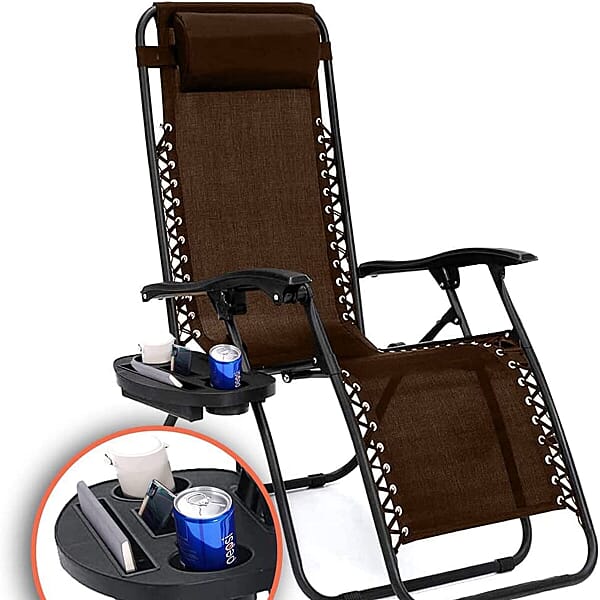 Zero Gravity Fully Reclining Chair with Cup Holder and Tablet Holder ...