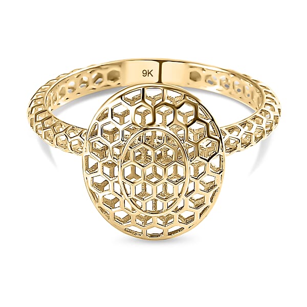 9K Yellow Gold Honeycomb Ring - M7517560 - TJC