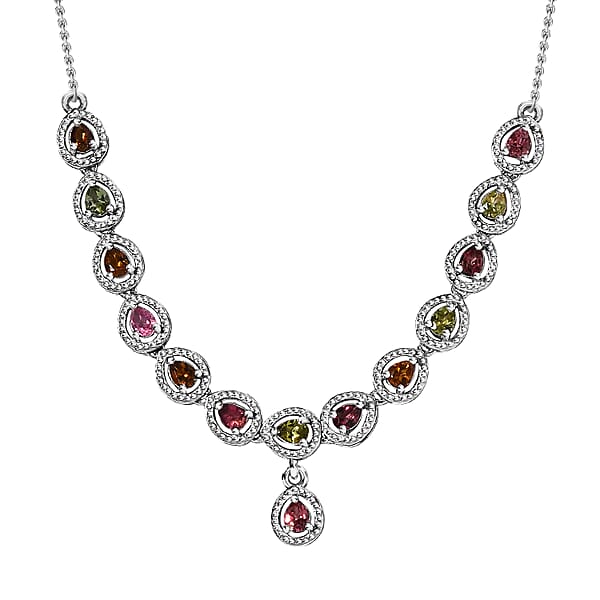 Multi-Tourmaline Necklace (Size - 20) in Sterling Silver 2.03 Ct ...