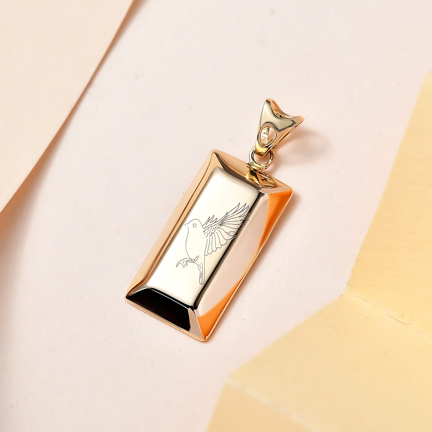 9K Yellow Gold Ingot Bird Bar Pendant - 7520209 - TJC