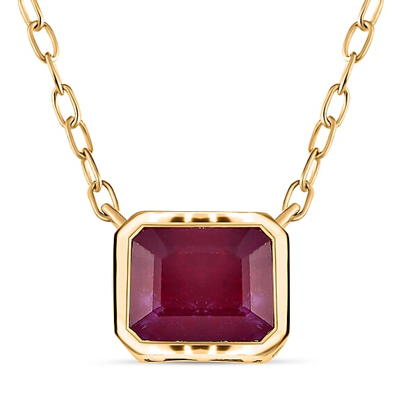 African Ruby Necklace (Size - 20) in 18K Yellow Gold Vermeil Plated ...
