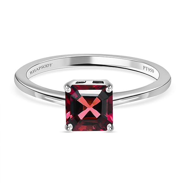 RHAPSODY 950 Platinum AAAA Rubellite (Asscher Cut) Solitaire Engagement ...