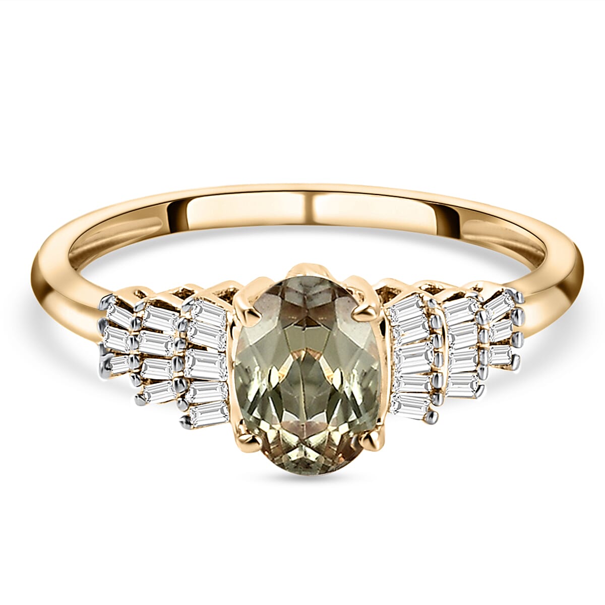 9K Yellow Gold Turkizite and Diamond Ring 1.00 Ct. - 7529718 - TJC