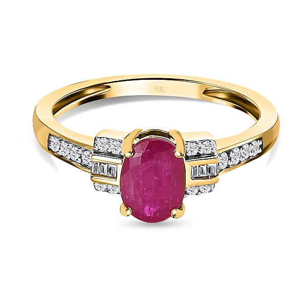 1.15 AA Ruby and Diamond Classic Ring in 9K Yellow Gold - 7536003 - TJC