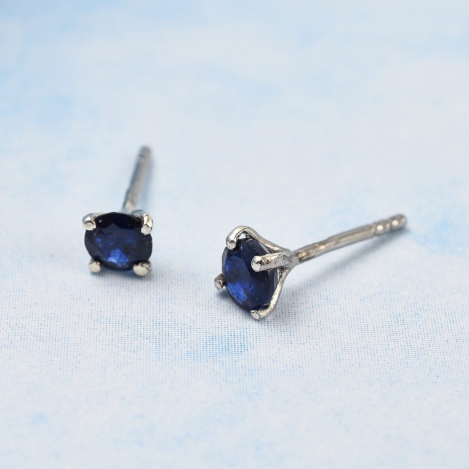 Blue Sapphire Earrings in Platinum Overlay Sterling Silver - 7544887 - TJC