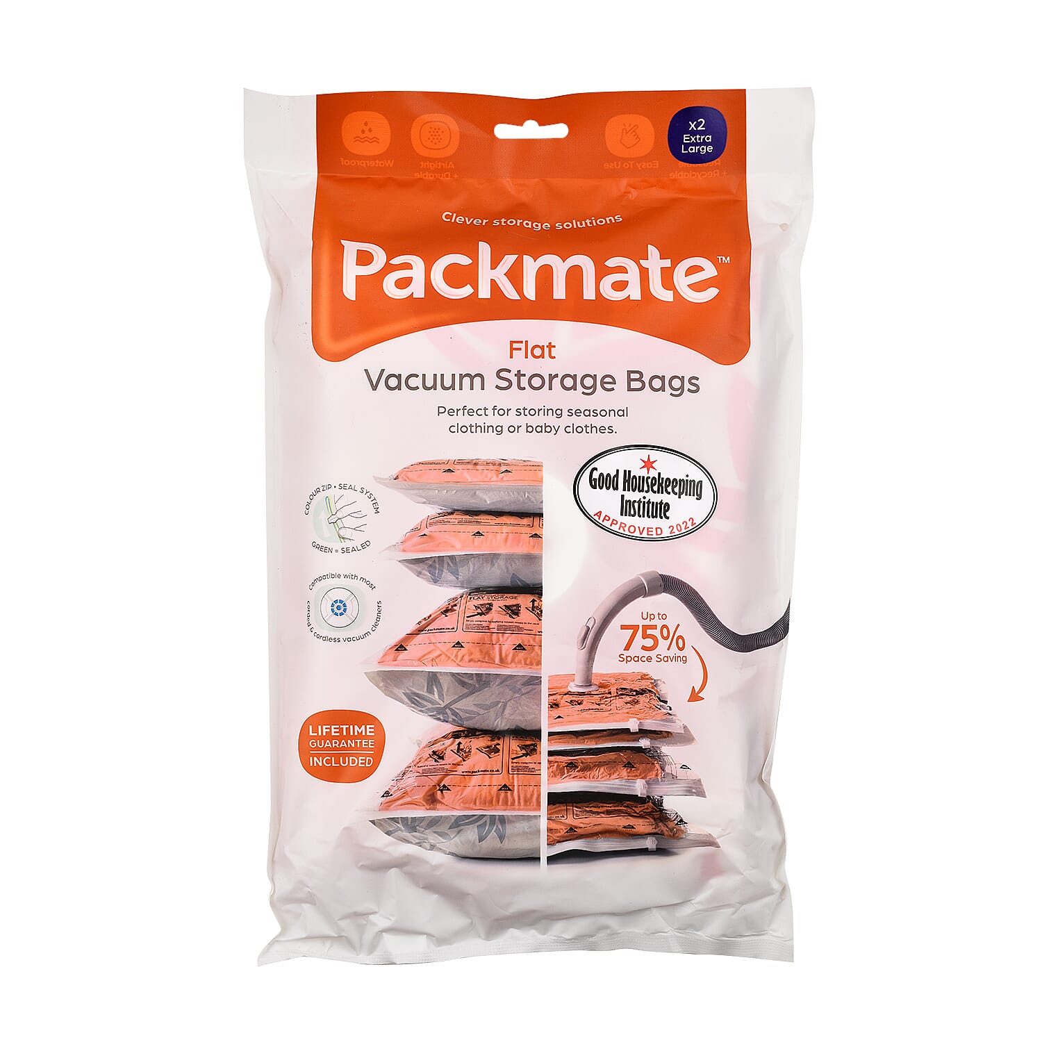 Pack of 2 - Packmate Flat Vacuum Storage Bags (Size XL) - 7545442 - TJC