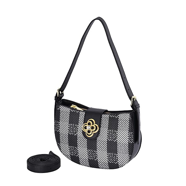 Closeout Deal Checkered Pattern Shoulder Bag - Black & White - 7545889 ...